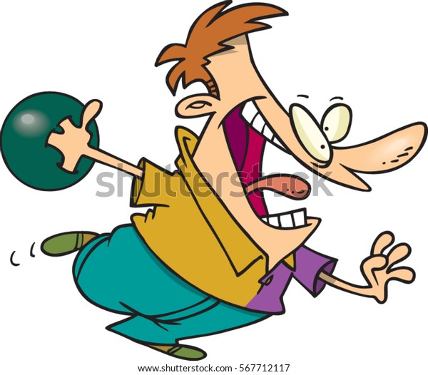 cartoon man bowling