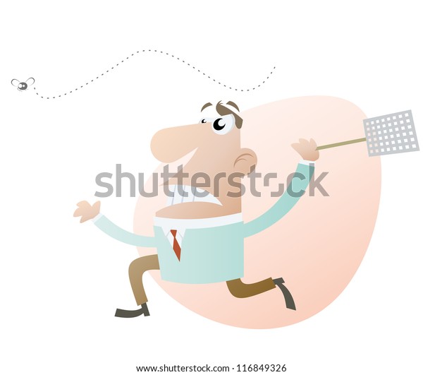 Cartoon Man Catching Fly Stock Vector (Royalty Free) 116849326 ...