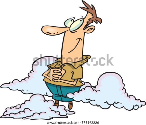 Cartoon Man Happy Clouds Stock Vector (Royalty Free) 576192226 ...