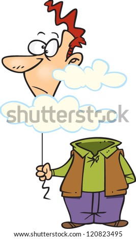 Cartoon Man His Head Clouds Vector de stock (libre de regalías ...