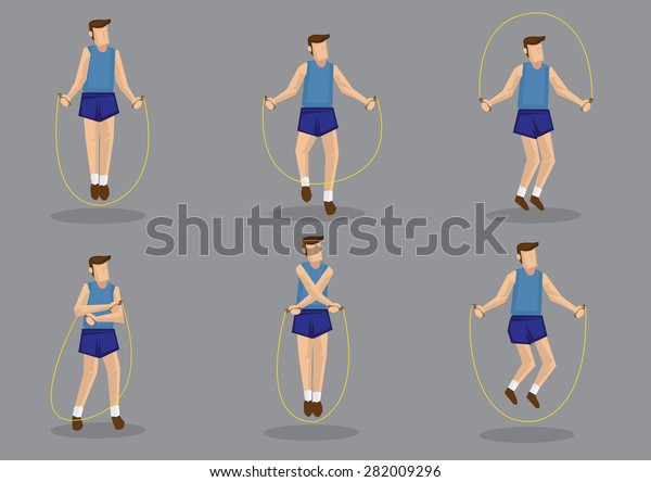 Cartoon Man Holding Rope Jumping Various: เวกเตอร์สต็อก (ปลอดค่า ...