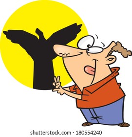 Cartoon Man Making Shadow Puppets Stock Vector (Royalty Free) 180554240 ...