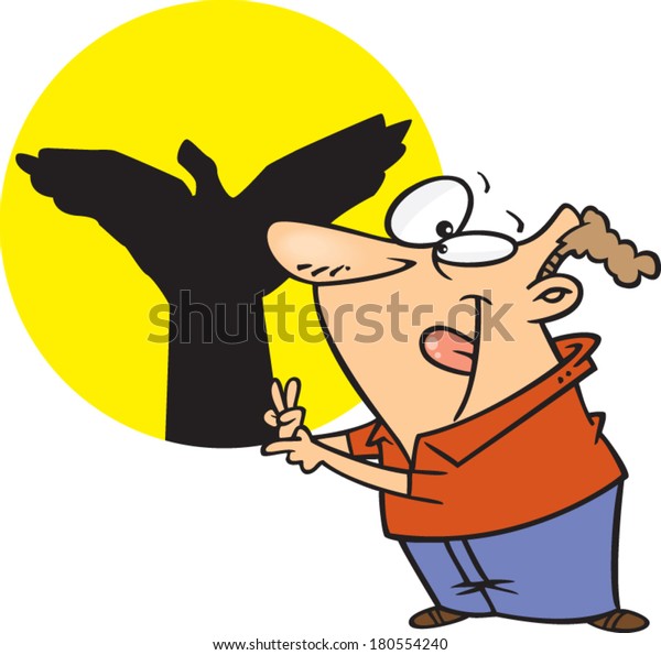 Cartoon Man Making Shadow Puppets Stock Vector (Royalty Free) 180554240 ...