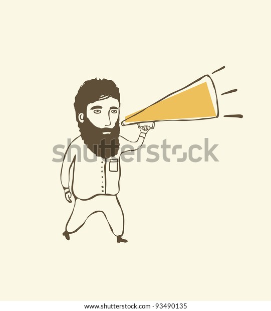 Cartoon Man Megaphone Stock Vector (Royalty Free) 93490135 | Shutterstock