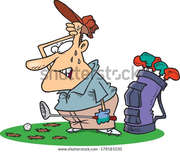 Cartoon Man Playing Bad Golf 스톡 벡터(로열티 프리) 578581030