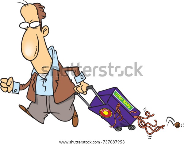 Cartoon Man Pulling Rolling Luggage That Stock Vector (Royalty Free ...