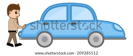 Cartoon Man Pushing Car Vector Stock Vector (Royalty Free) 209285512 ...