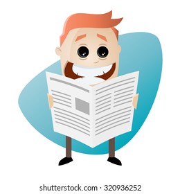 Cartoon Man Reading Newspaper Stock Vector (Royalty Free) 320936252 ...