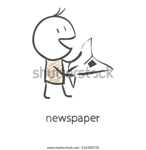 Cartoon Man Reading Newspaper Stock Vector (Royalty Free) 116180710 ...