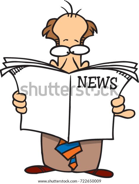 Cartoon Man Reading Newspaper Stock Vector (Royalty Free) 722650009 ...