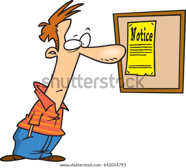Cartoon Man Reading Notice On Board Stock Vector (Royalty Free ...