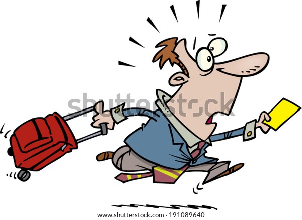 Cartoon Man Running Late Flight Stock Vector (Royalty Free) 191089640