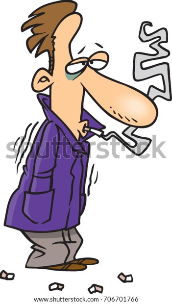 Cartoon Man Shivering Cold Outside While Stock Vector (Royalty Free ...