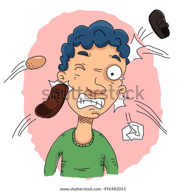 Cartoon Man Shoe Being Thrown Him Stock Vector (Royalty Free) 496482061 ...
