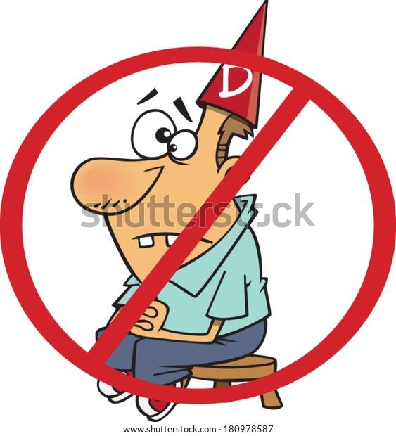 Cartoon Man Sitting Dunce Cap Stock Vector (Royalty Free) 180978587 ...