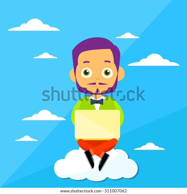 Cartoon Man Sitting On Clouds Use Stock Vector (Royalty Free) 311007062 ...