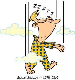 Cartoon Man Sleep Walking Stock Vector (Royalty Free) 187845368 ...
