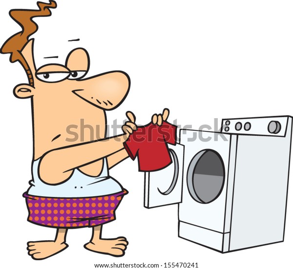 Cartoon Man Standing Front Dryer His 库存矢量图（免版税）155470241 | Shutterstock