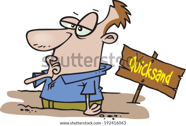 Cartoon Man Standing Quicksand Stock Vector (Royalty Free) 192416063