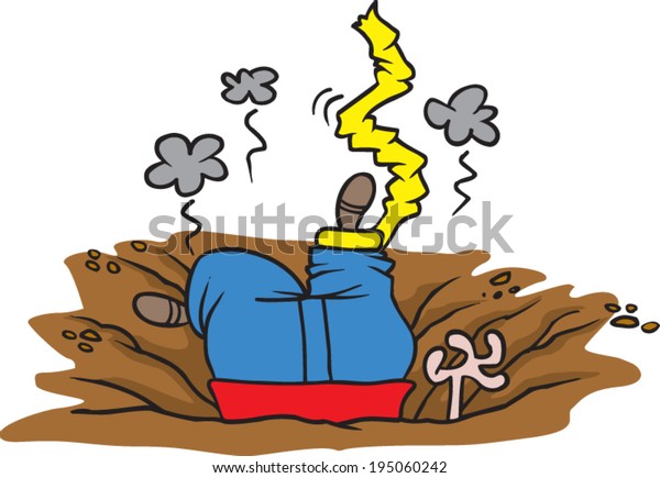 Cartoon Man Stuck Head First Ground Stock Vector (Royalty Free) 195060242