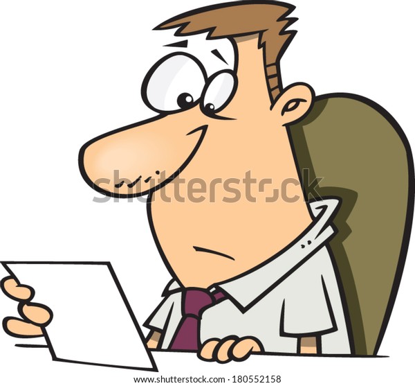 Cartoon Man Studying Piece Paper Stock Vector (Royalty Free) 180552158 ...