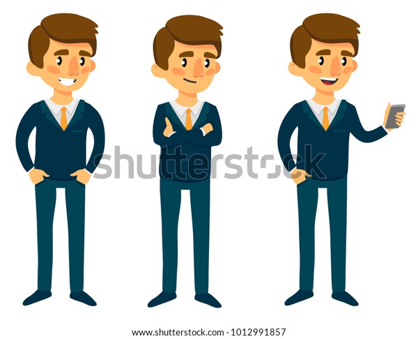 Cartoon Man Suit Different Poses Vector: Vector có sẵn (miễn phí bản ...