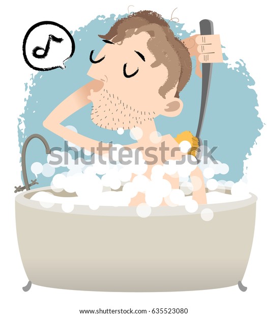 Cartoon Man Taking Bath Stock Vector (Royalty Free) 635523080 ...