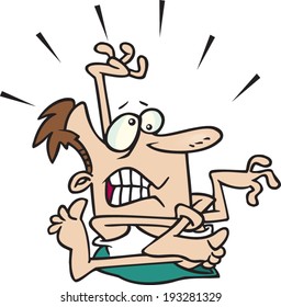 Cartoon Man Tangled Doing Yoga: vector de stock (libre de regalías ...