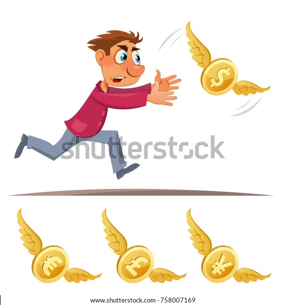 Cartoon Man Trying Catch Symbols Different: vector de stock (libre de ...