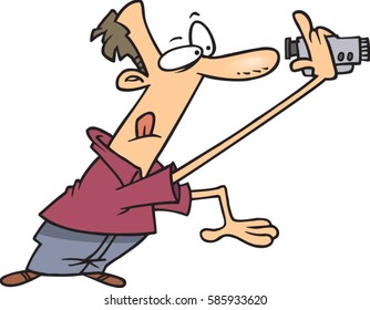 Cartoon Man Video Taping Himself: vector de stock (libre de regalías ...