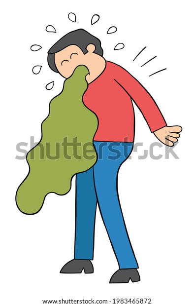 Cartoon Man Vomiting Vector Illustration Black Stock Vector (Royalty ...