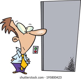 Cartoon Man Waiting Elevator Stock Vector (Royalty Free) 195800423 ...