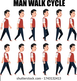 Cartoon Man Walk Cycle Man Walk: เวกเตอร์สต็อก (ปลอดค่าลิขสิทธิ์ ...
