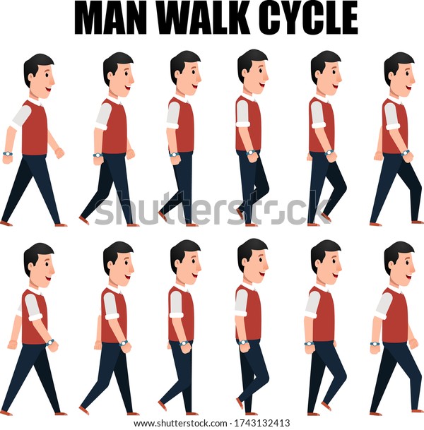 Cartoon Man Walk Cycle Man Walk Stock Vector (Royalty Free) 1743132413 ...