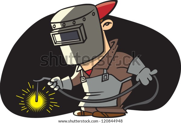 Cartoon Man Welding Welding Suit Background Stock Vector (Royalty Free ...