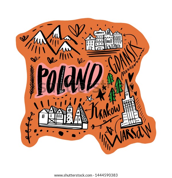 Cartoon Map Poland Vector Illustration Printable Stock Vector (Royalty ...