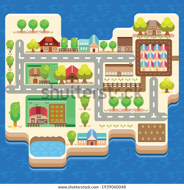 Cartoon Map Sea Board Game City 库存矢量图（免版税）1939060048 | Shutterstock