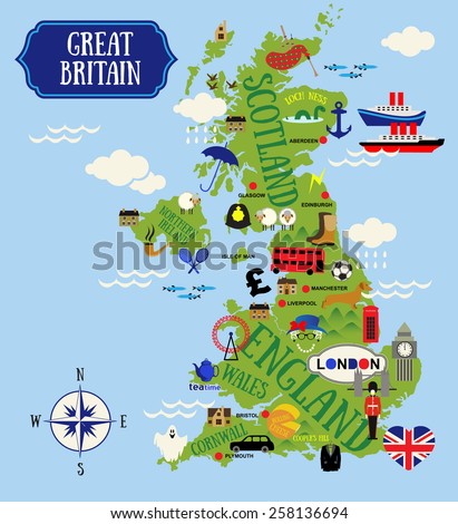 Cartoon Maps Britain Child Stock Vector (Royalty Free) 258136694 ...