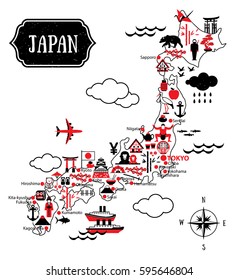Cartoon Maps Japan Child: vector de stock (libre de regalías) 595646804 ...