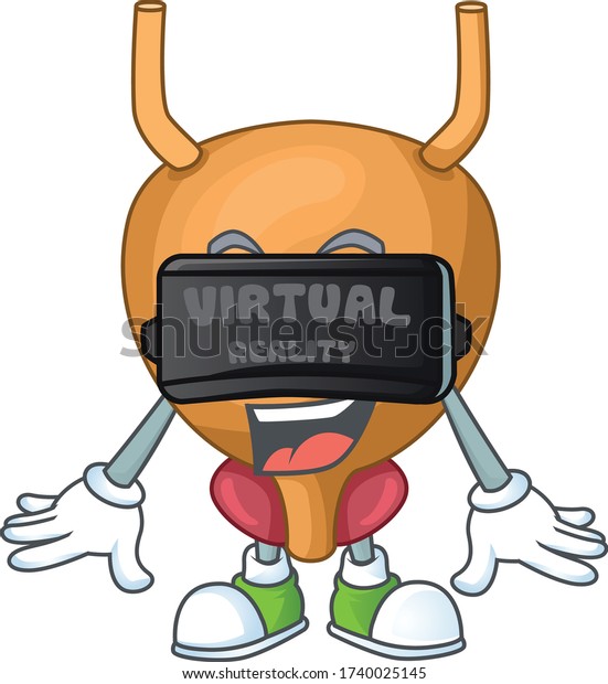 Cartoon Mascot Bladder Enjoying Game Virtual Stock Vector (Royalty Free ...
