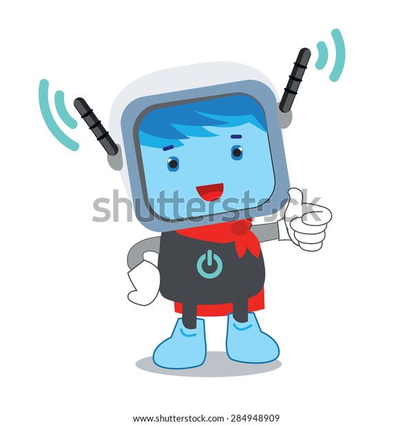Cartoon Mascot Illustration Wireless Internet Giving: เวกเตอร์สต็อก ...