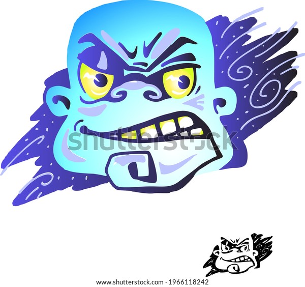 Cartoon Mask Evil Face Bulging Eyes Stock Vector (Royalty Free) 1966118242