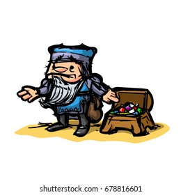 Cartoon Medieval Merchant Style Colored Doodle: vector de stock (libre ...