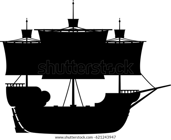 Cartoon Medieval Sailing Ship Stock Vector (Royalty Free) 621243947 ...