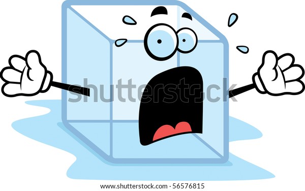 Cartoon Melting Ice Cube Scared Expression Stock Vector Royalty Free