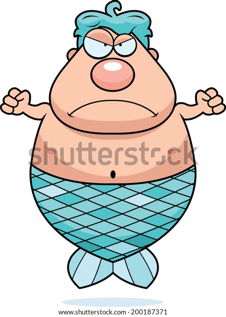 Cartoon Merman Angry Expression: vector de stock (libre de regalías ...