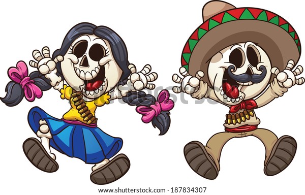 Cartoon Mexican Skeletons Vector Clip Art Stock Vector (Royalty Free ...