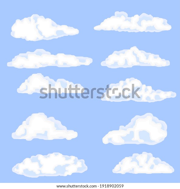 Cartoon Mild Color Vector Clouds Set Stock Vector (Royalty Free ...