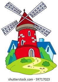 Vector Cartoon Mill Stock Vector (Royalty Free) 294617222