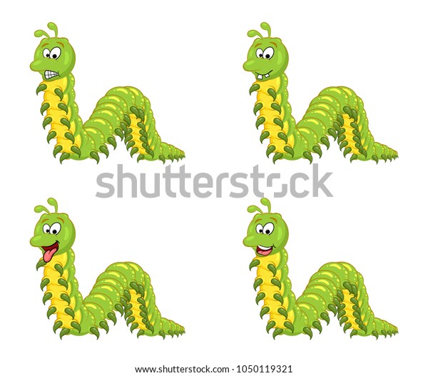 Cartoon Millipede Character Set Isolated On Stock Vector (Royalty Free ...
